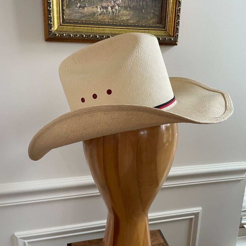 Genuine Shantung Straw Cowboy Cowgirl Hat 21” Small - Gem